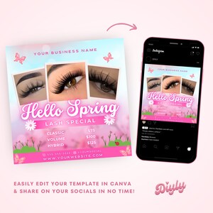 Spring Lash Special Flyer, DIY Editable Canva Template, Hello Spring ...