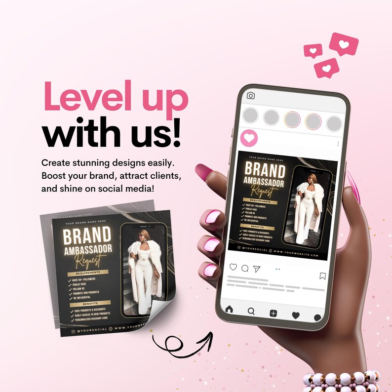 Brand Ambassador Flyer, DIY Gold Editable Instagram Template, Social ...