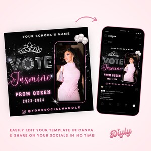 Prom Queen Campaign Flyer, DIY Vote for Me Election High School HBCU ...