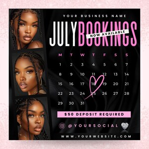 July Bookings Now Available Flyer, DIY Summer Book Now Appointments ...