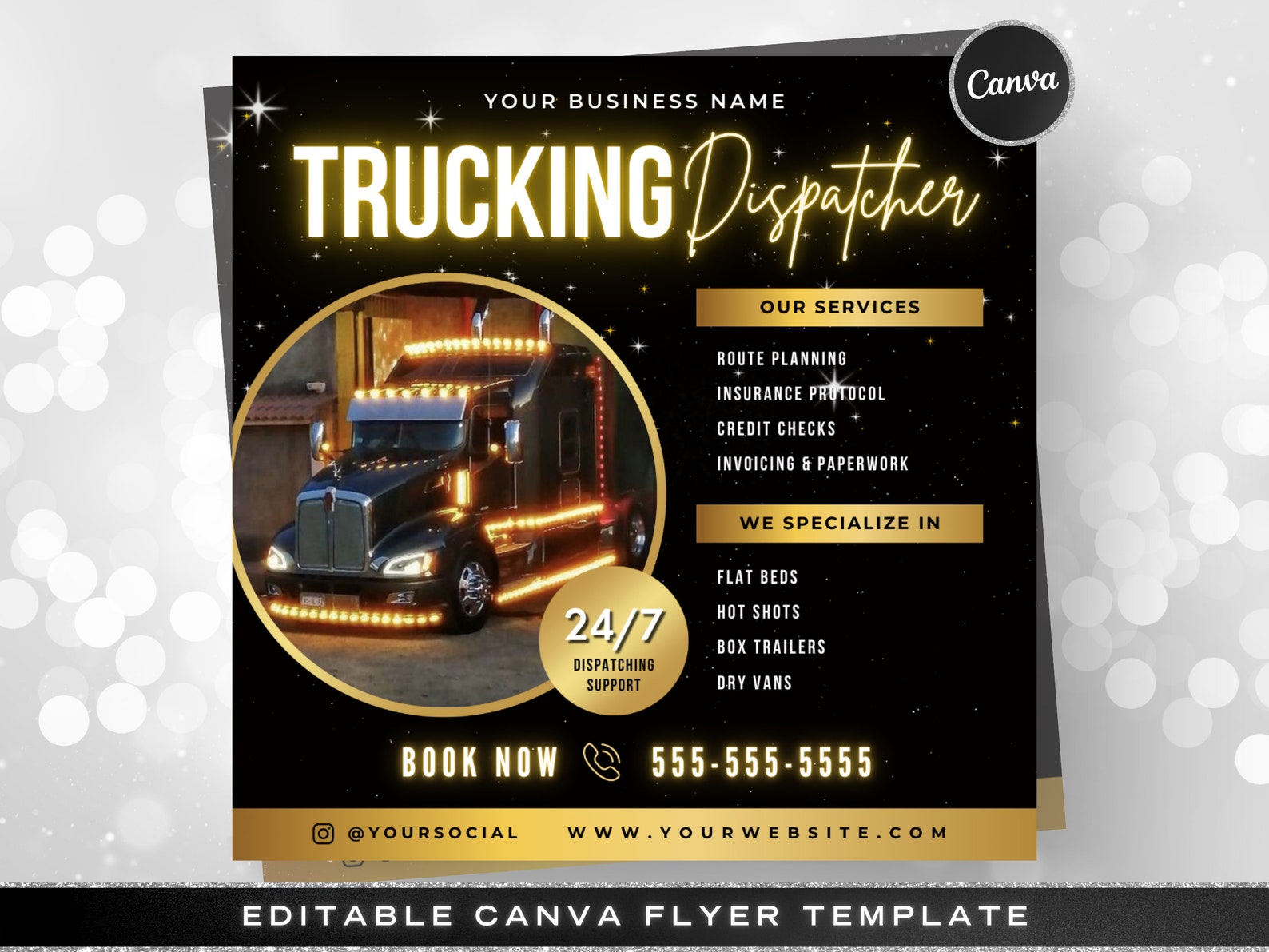 Truck Dispatcher Flyer, DIY Trucking Dispatchers Service Flyer, Broker ...