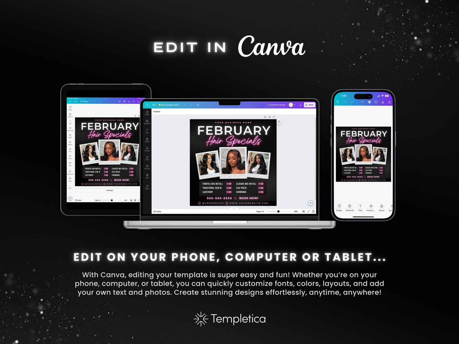 February Hair Special Flyer, Hair Salon Wig Sale Price List, February ...