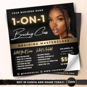 Braiding Class Flyer, DIY 1 on 1 Braid Training Masterclass Course ...