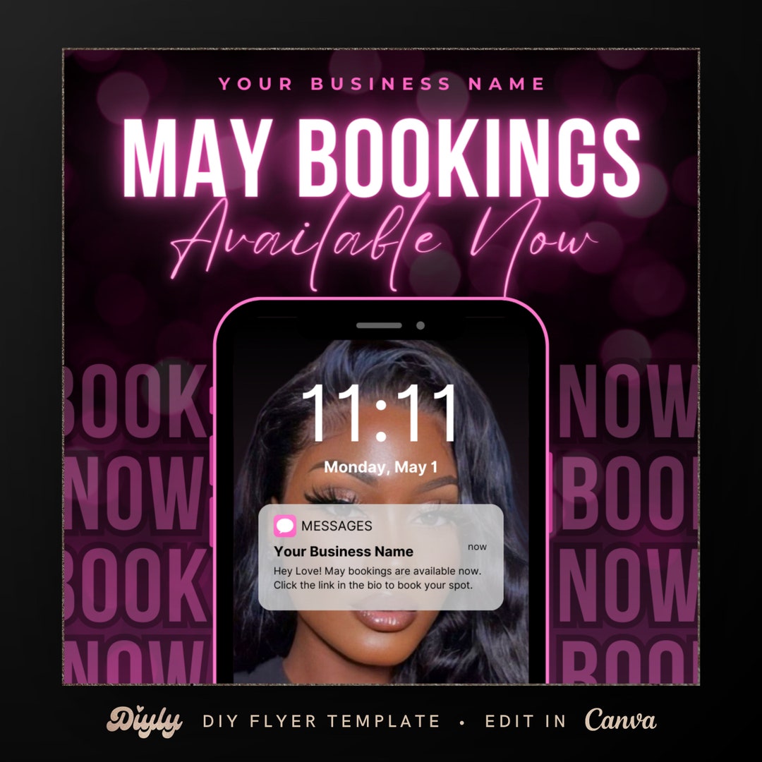 May Bookings Now Available Flyer, DIY Spring Book Now Appointments ...