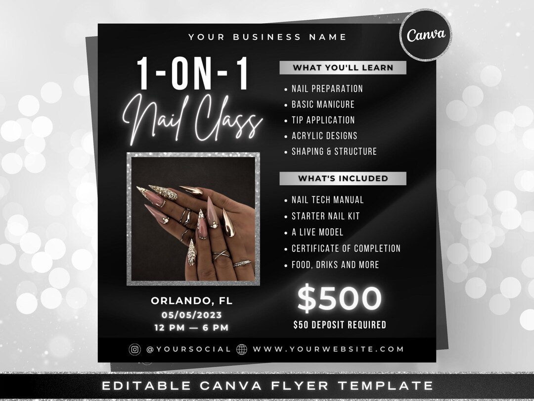 1 on 1 Nail Class Flyer, DIY Nail Artist Training Masterclass Course ...