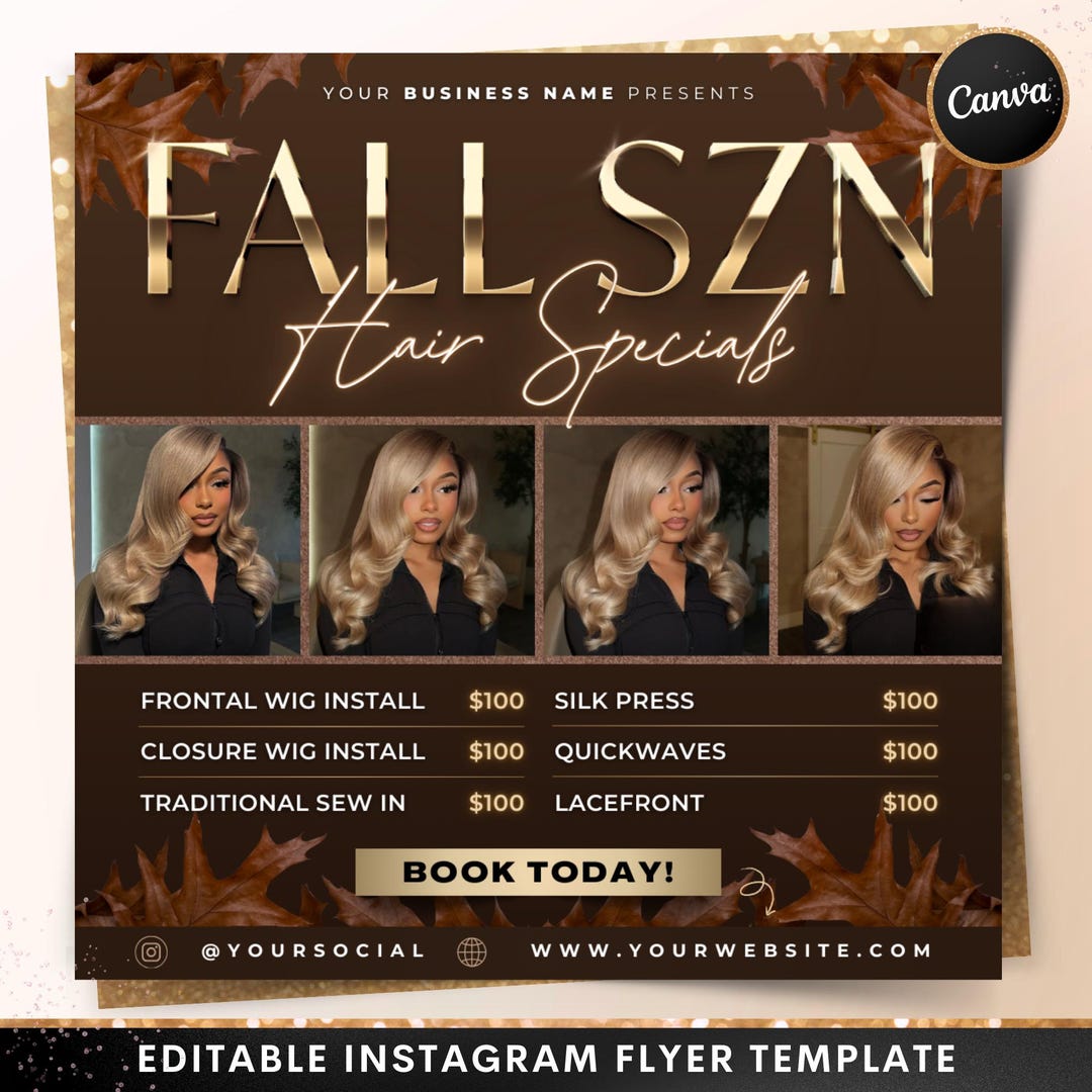 Fall Hair Specials Flyer, October Bookings Available Flyer, Fall Season ...