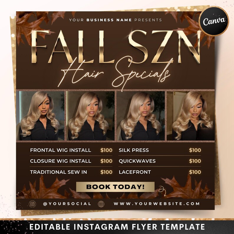 Fall Hair Specials Flyer, October Bookings Available Flyer, Fall Season ...