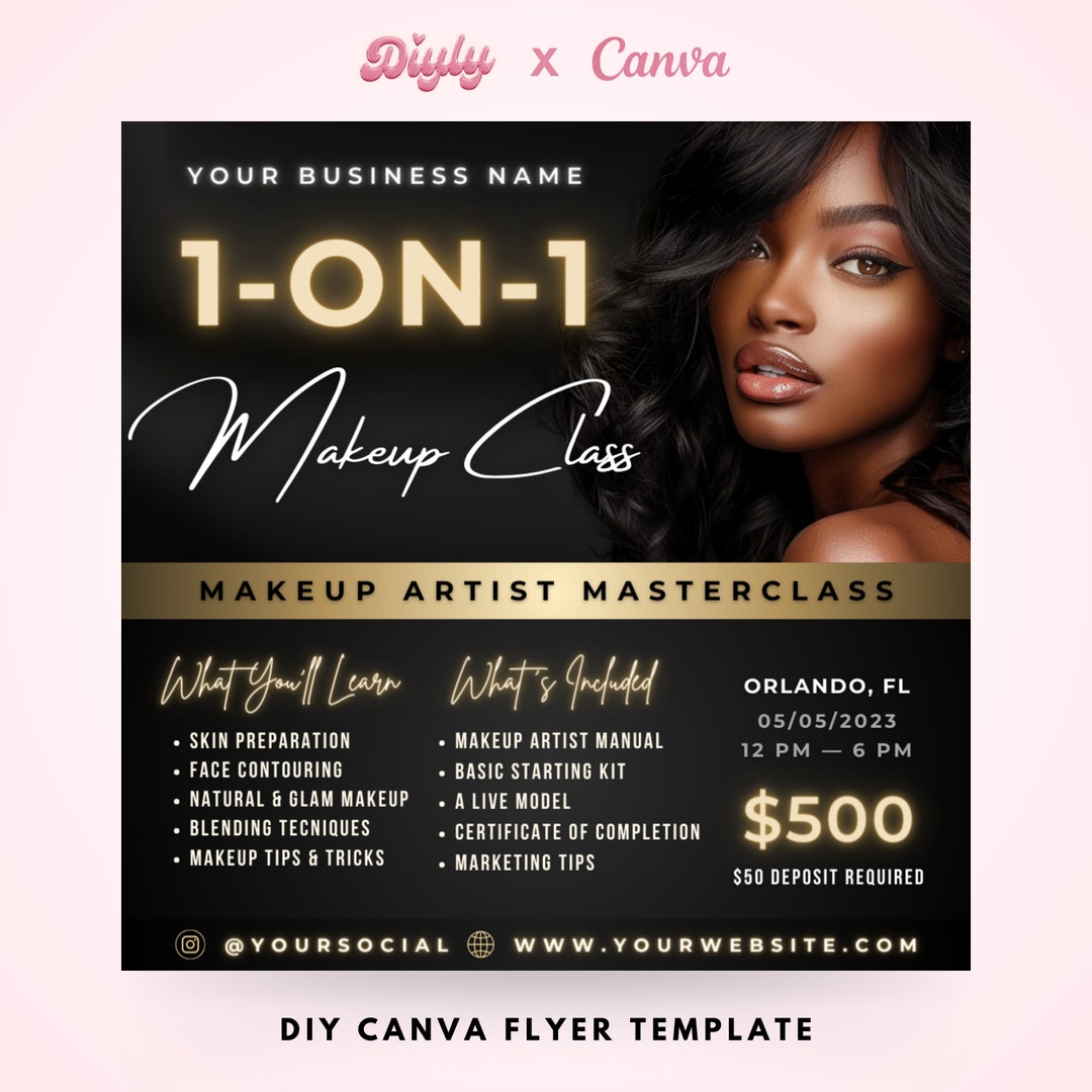1 on 1 Makeup Class Flyer, DIY Make up Artist Training Masterclass ...