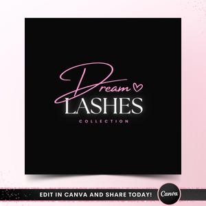 DIY Pink Lash Logo Set, Premade Small Business Logo Design, Custom ...