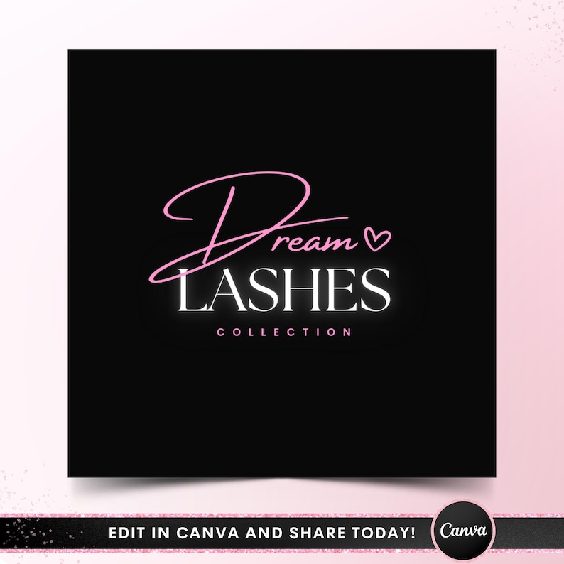 DIY Pink Lash Logo Set, Premade Small Business Logo Design, Custom ...