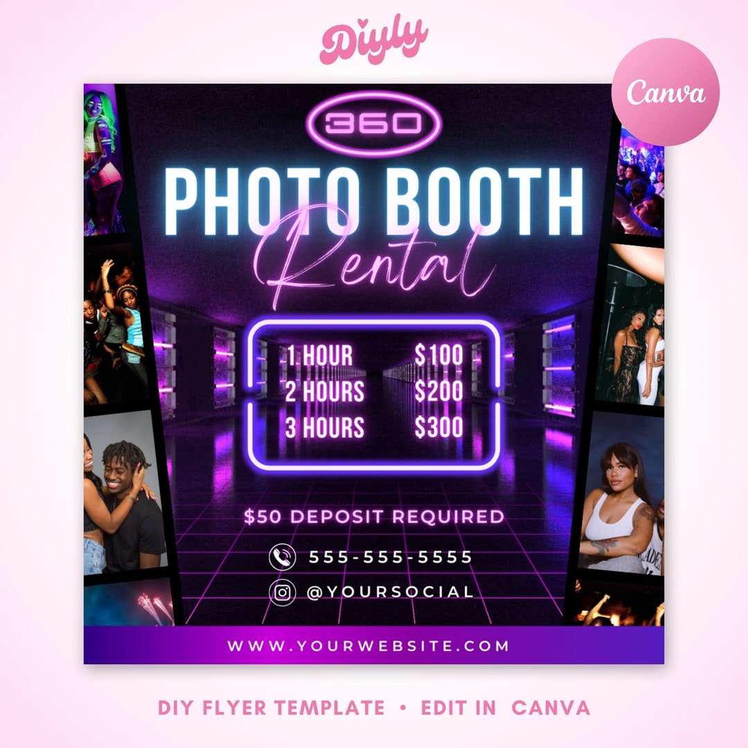360 Photo Booth Rental Flyer, DIY Event Photography Rental Party ...