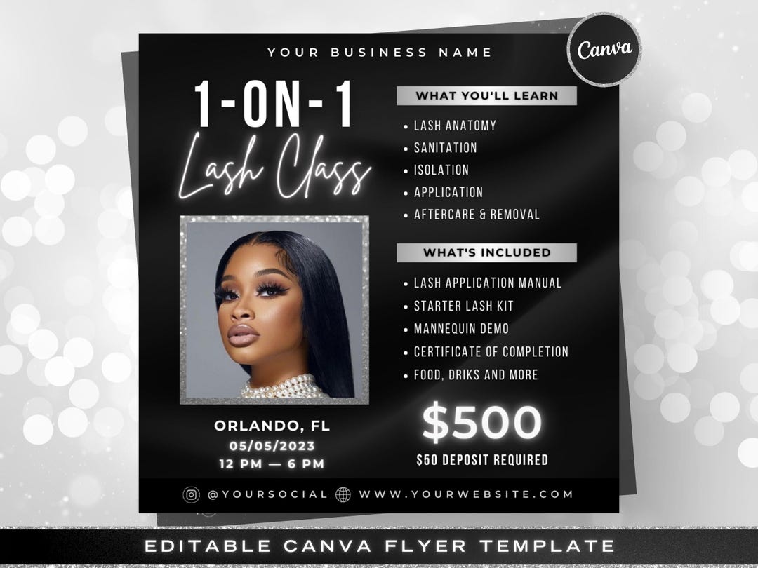 1 on 1 Lash Class Flyer, DIY Lash Training Masterclass Course Template ...