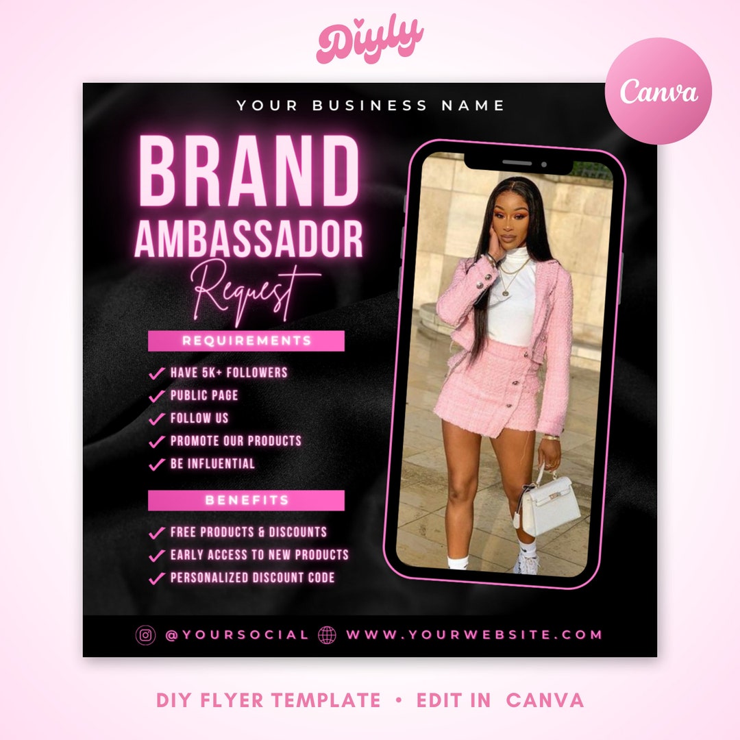 Brand Ambassador Flyer DIY Editable Instagram Template - Etsy