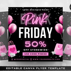 Pink Friday Sale Flyer, DIY Black Friday Promo Book Now Appointments ...