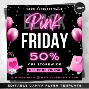 Pink Friday Sale Flyer, DIY Black Friday Promo Book Now Appointments ...