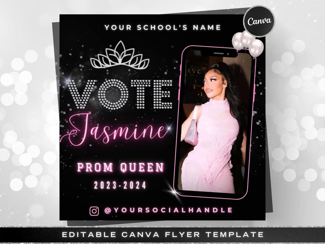 Prom Queen Campaign Flyer, DIY Vote for Me Election High School HBCU ...