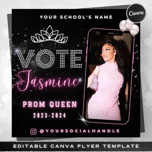 Prom Queen Campaign Flyer, DIY Vote for Me Election High School HBCU ...