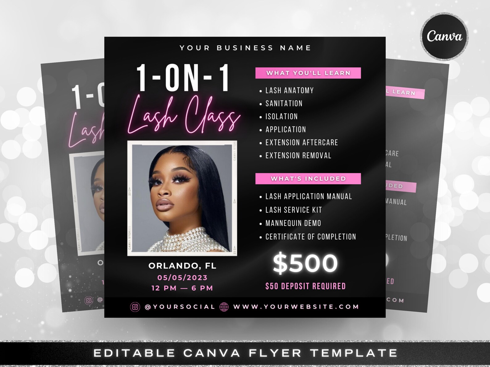 1 on 1 Lash Class Flyer, DIY Lash Training Masterclass Course Template ...