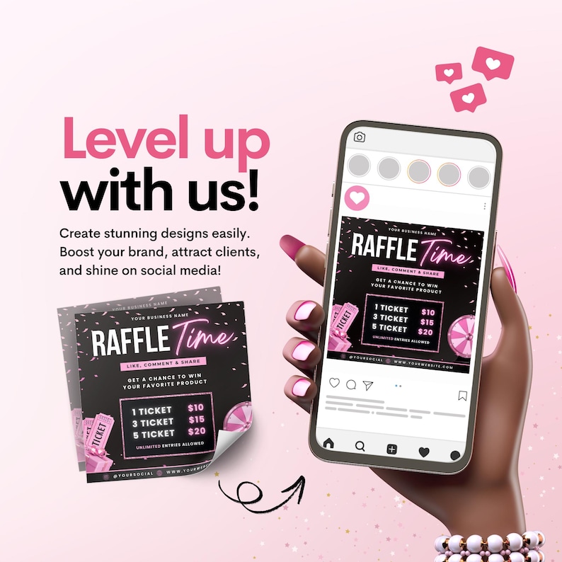 Raffle Flyer Canva Template, Editable Lash Hair Nail Salon Giveaway ...