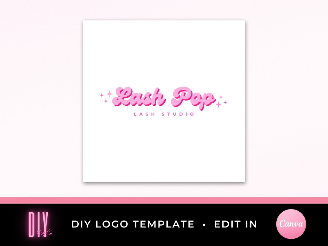 DIY Pink Retro Beauty Logo Editable Groovy Funky Small - Etsy