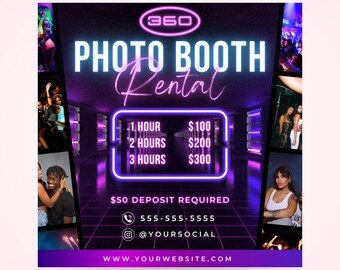 Editable 360 Photo Booth Rental Flyer Social Media Flyer Photo Booth ...