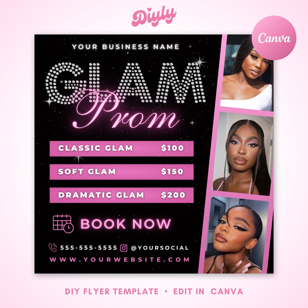 Glam Prom Specials Flyer, DIY Prom Queen Beauty Makeup Artist Hair Nail ...