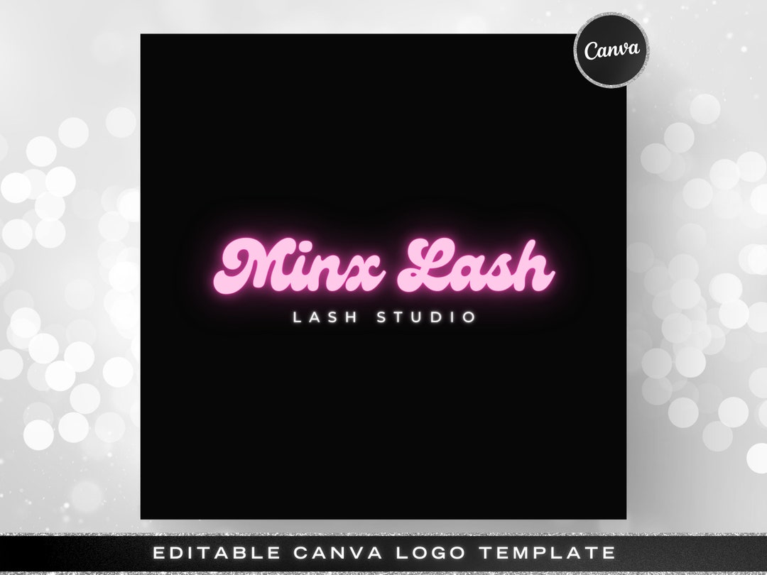 Nail Salon Logo, Pink Neon Small Business Logo Design, DIY Lash ...