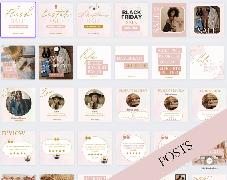 60 Instagram Canva Templates Shopping Store Social Media Posts Pink ...