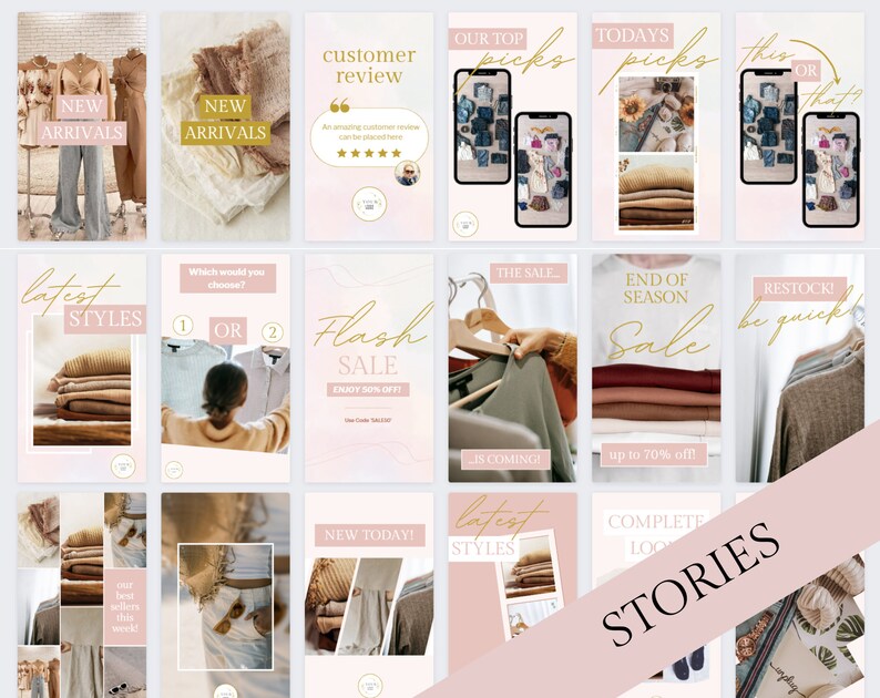 60 Instagram Canva Templates Shopping Store Social Media Posts Pink ...