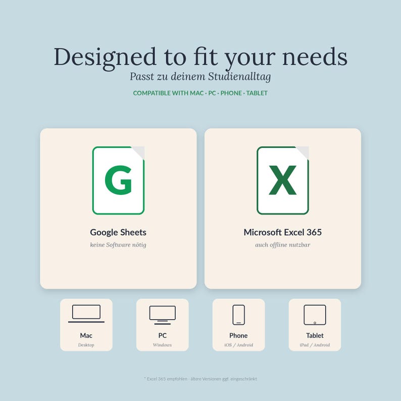 Study Planner Excel & Google Sheets | ECTS Grade Calculator, Deadline ...