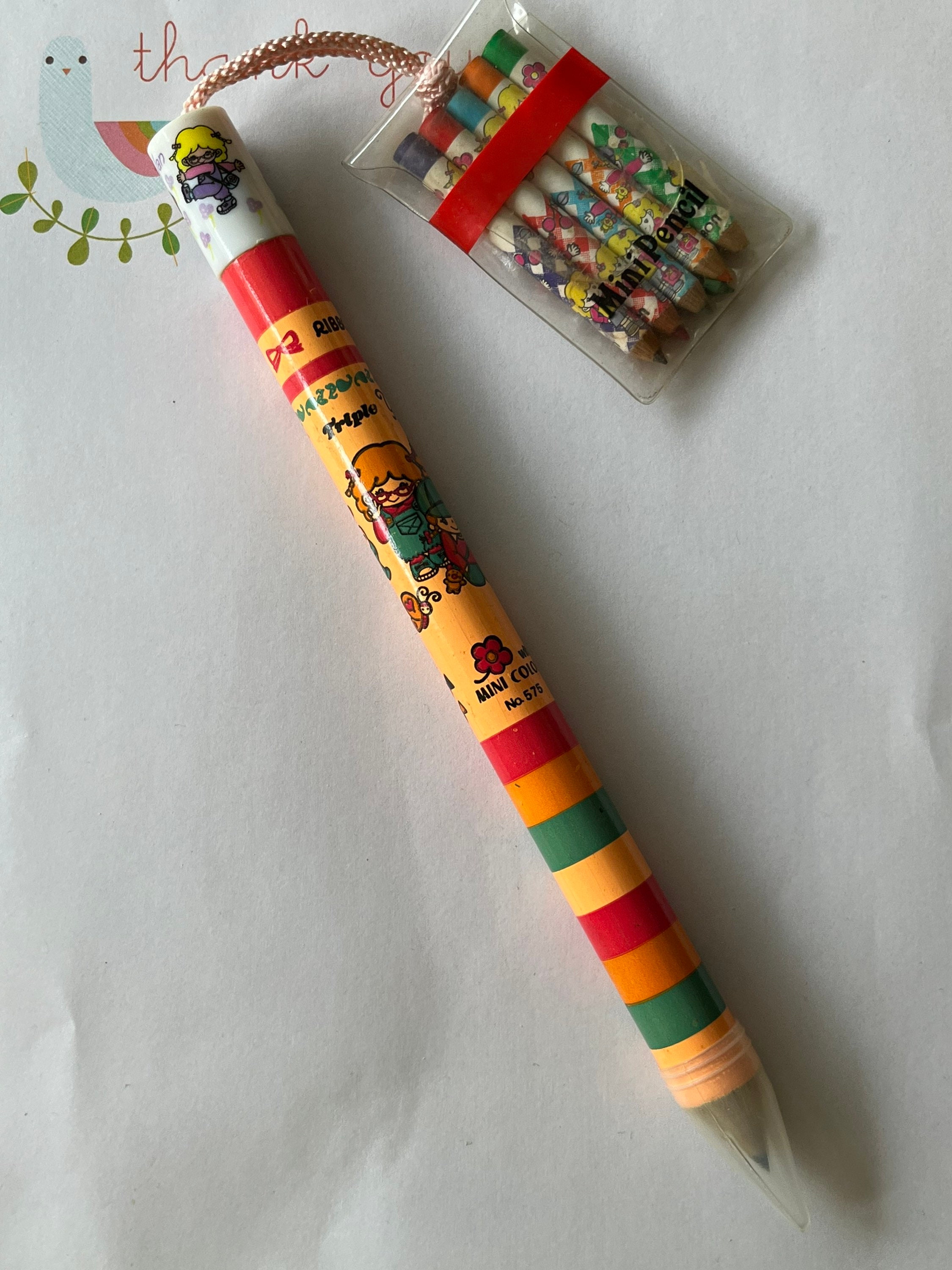 Triple Yan Yan Jumbo Pencil With Mini Colored Pencils Ribbon - Etsy