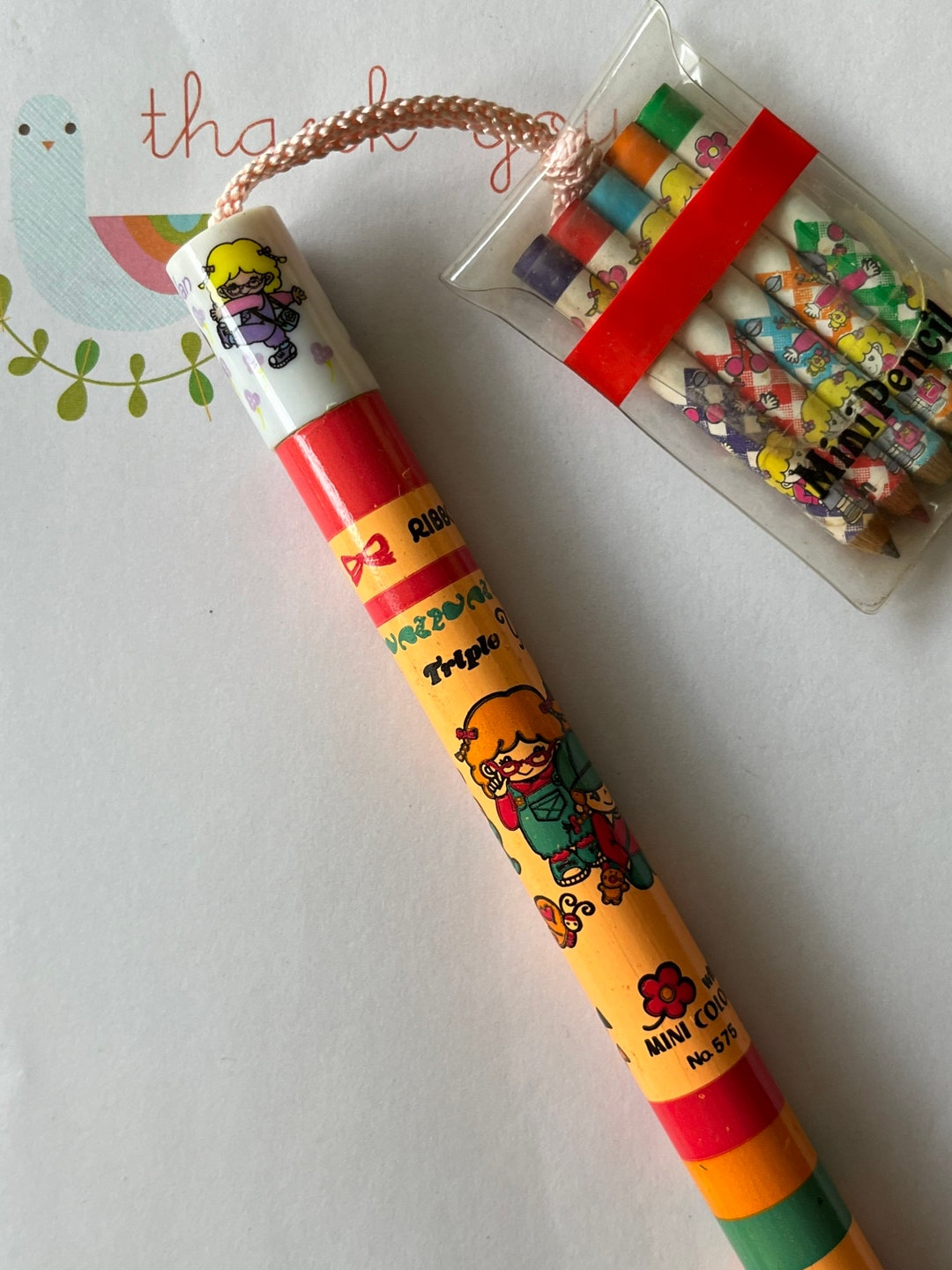 Triple Yan Yan Jumbo Pencil With Mini Colored Pencils Ribbon - Etsy