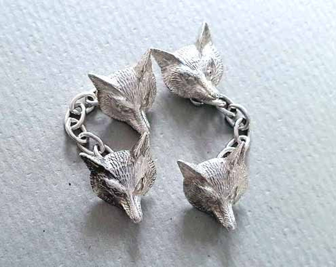 A Pair of Solid Silver Fox's Mask Cufflinks. - Etsy