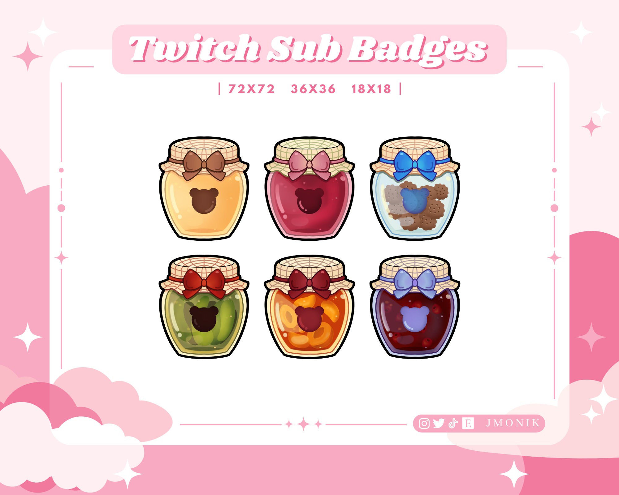 Cute Food Twitch Sub Badges // Magic Jars Icons // Sub Badges for ...