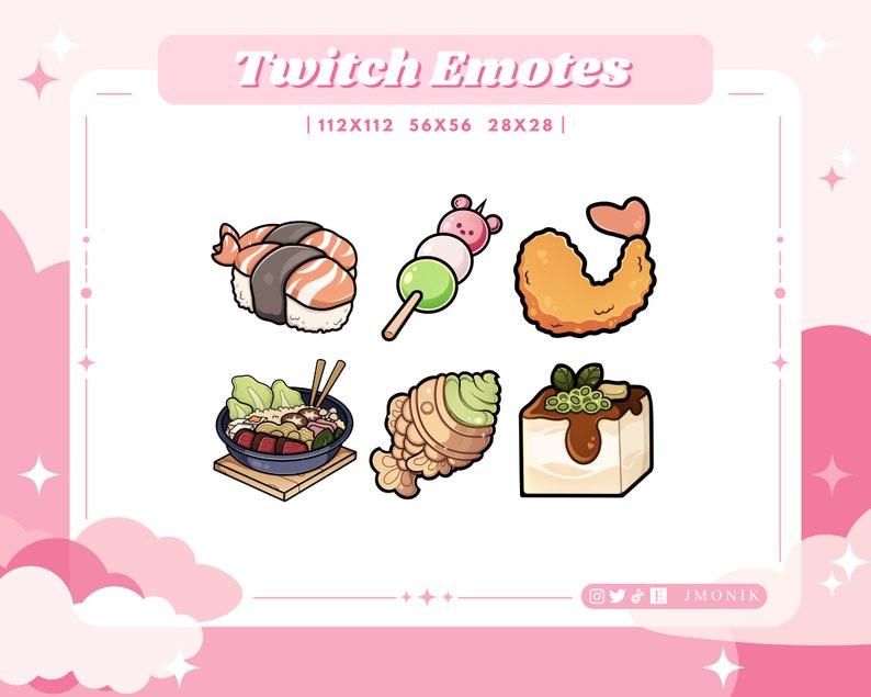 Japanese Food Twitch Emotes // Shrimp Tempura, Dango, Sukiyaki, Nigiri ...
