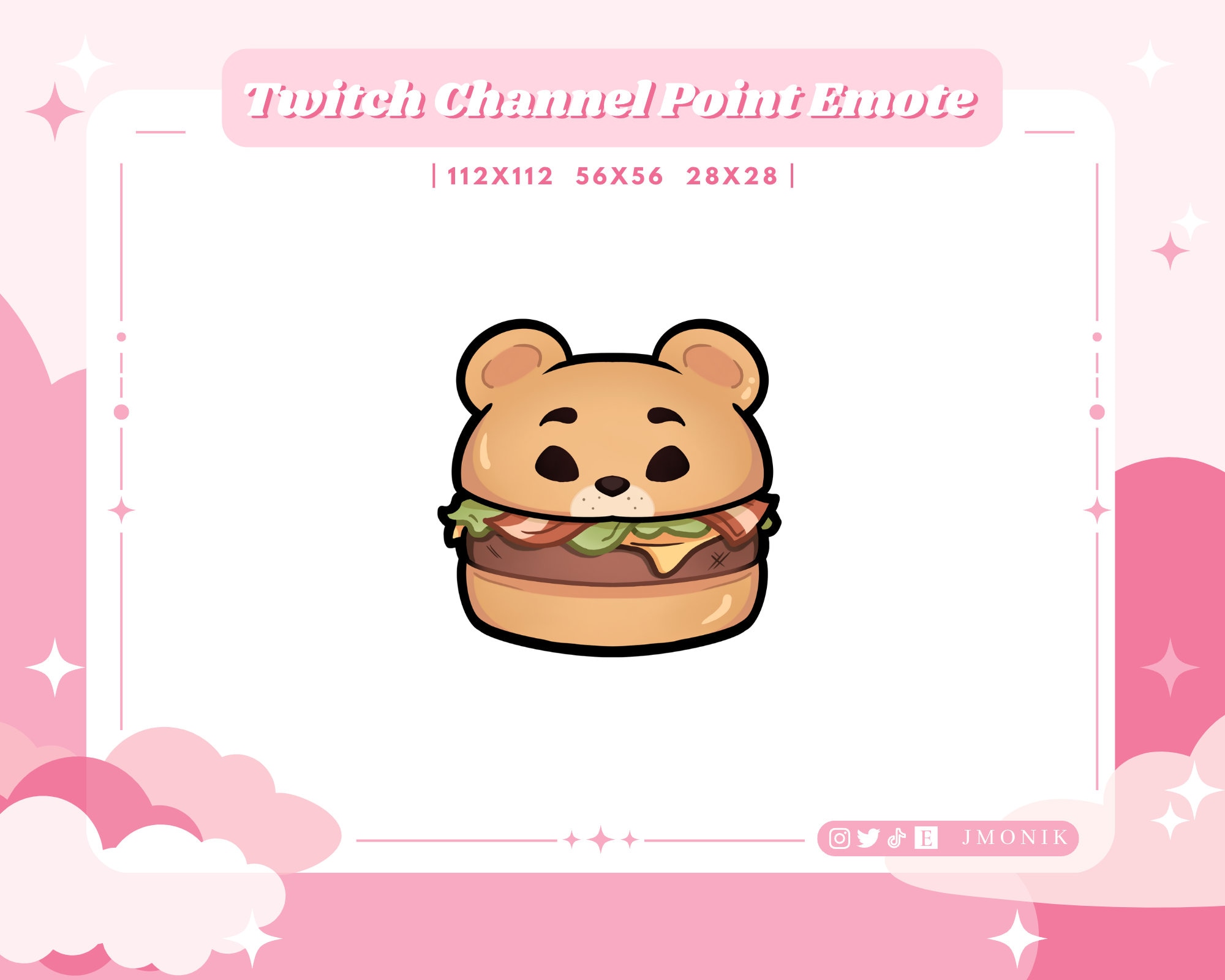 Cute Cheeseburger Twitch Channel Point Emote // Food Theme Graphics ...