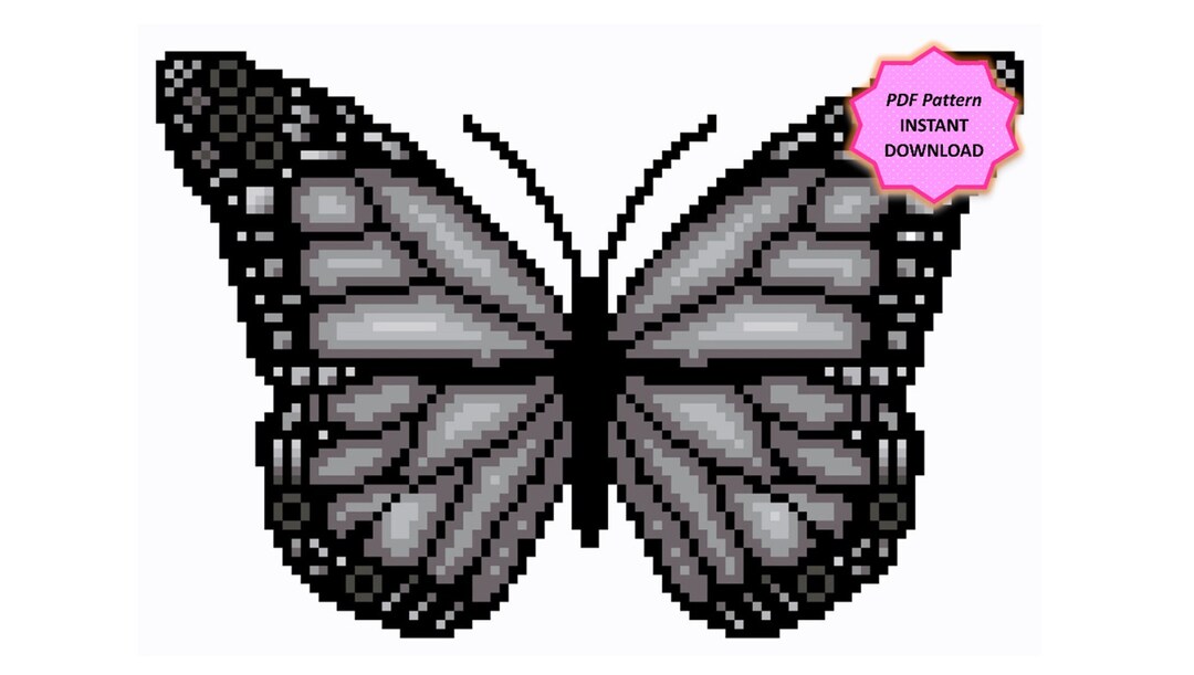 Bright Modern Butterfly Greyscale *cross Stitch Pattern PDF Pattern ...