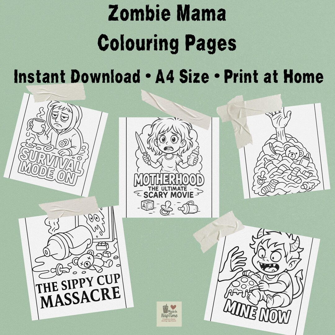 Zombie Mama Colouring / Coloring Pages – Funny Printable Pages for ...
