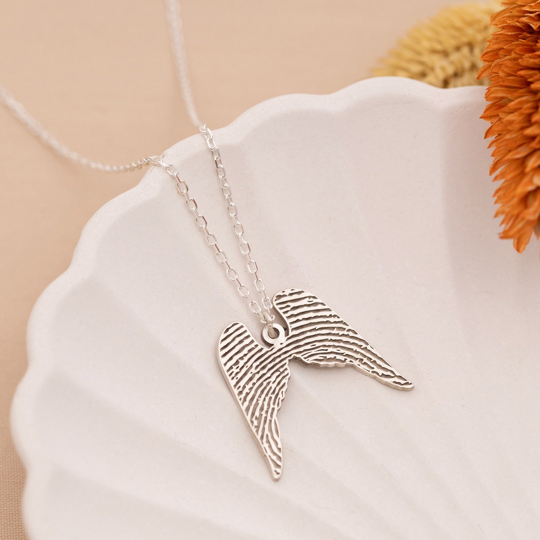 Angel Wing Fingerprint Necklace • Fingerprint Necklace • Actual ...