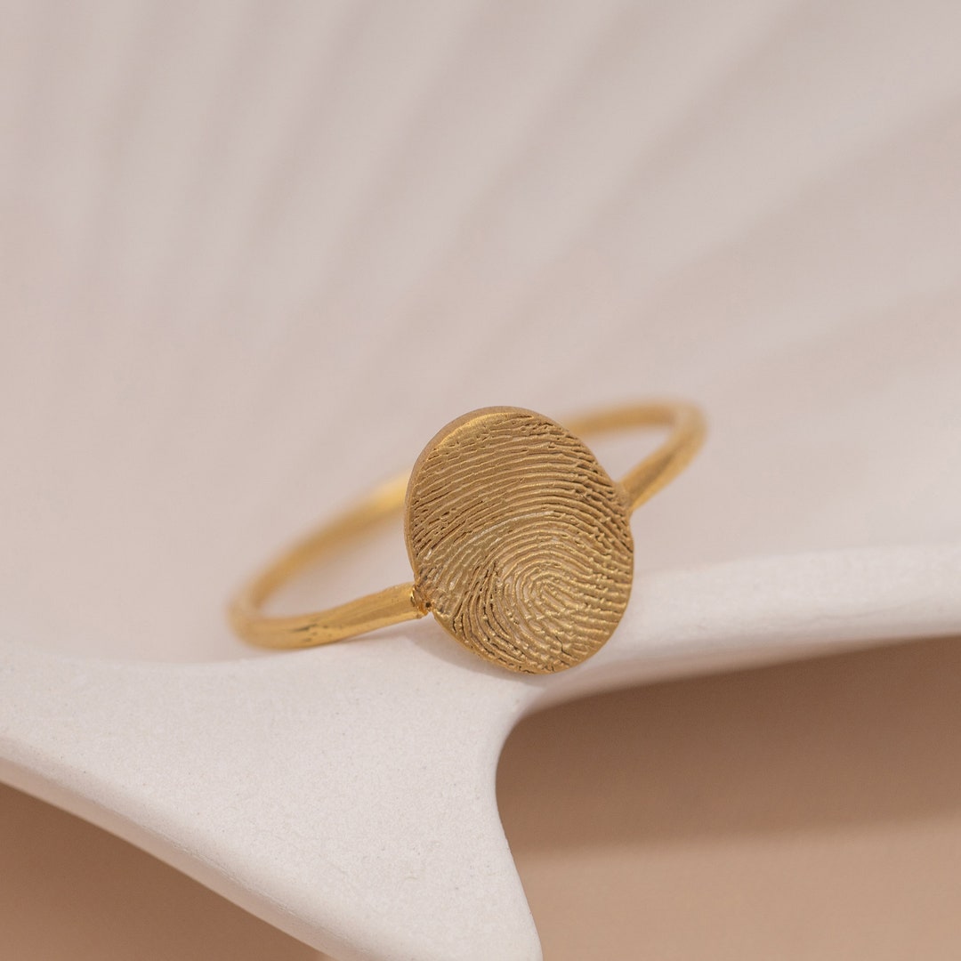 Oval Fingerprint Ring • Personalized Engraved Ring • Custom Memorial ...