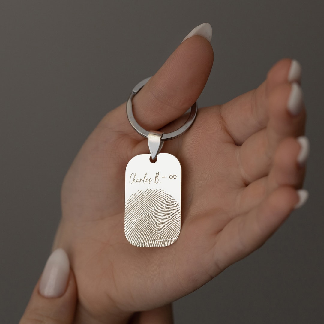 Custom Keychain - Fingerprint Keychain - Engraved Keychain ...