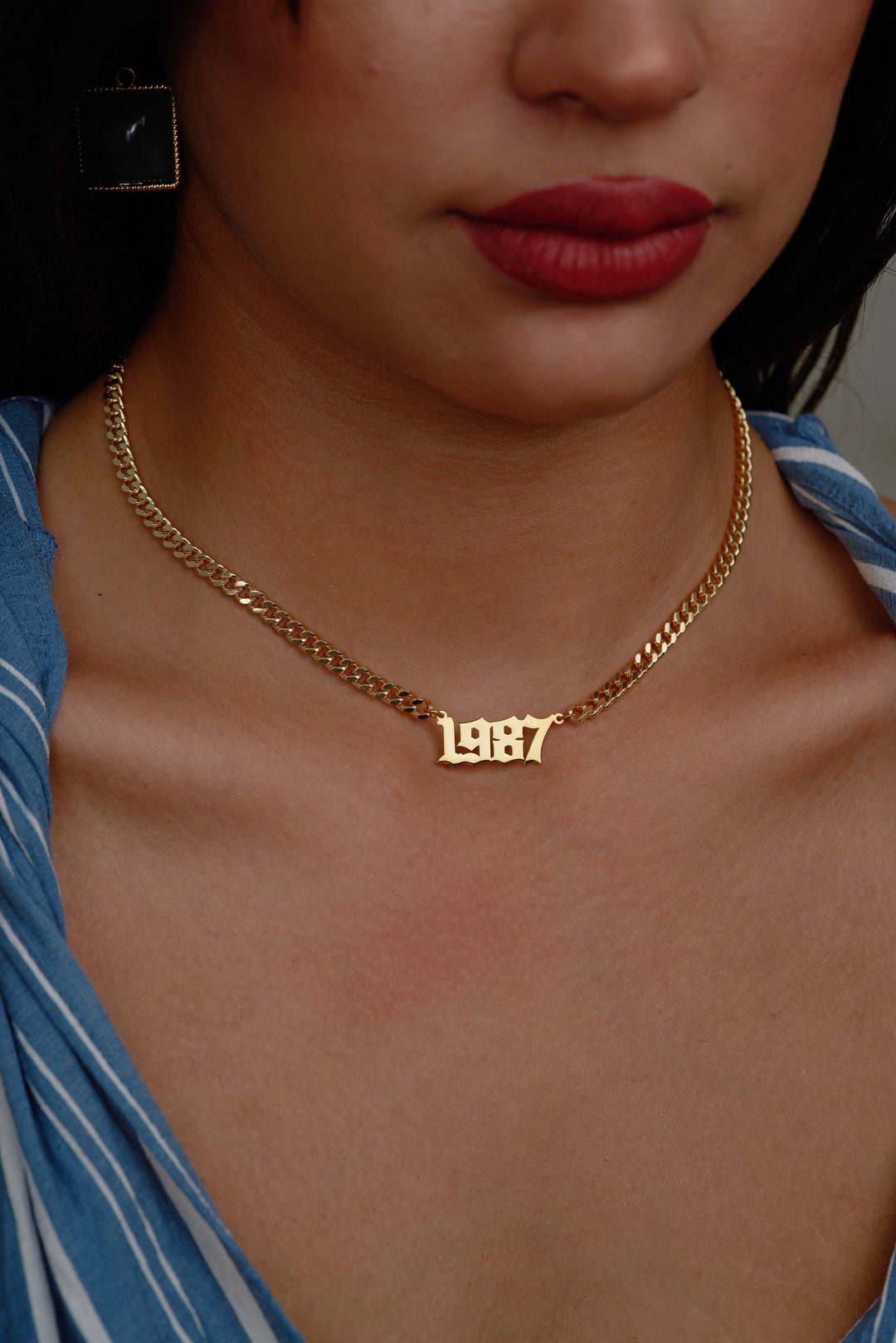 Number Necklace Gold Number Necklace Custom Necklace Birth - Etsy