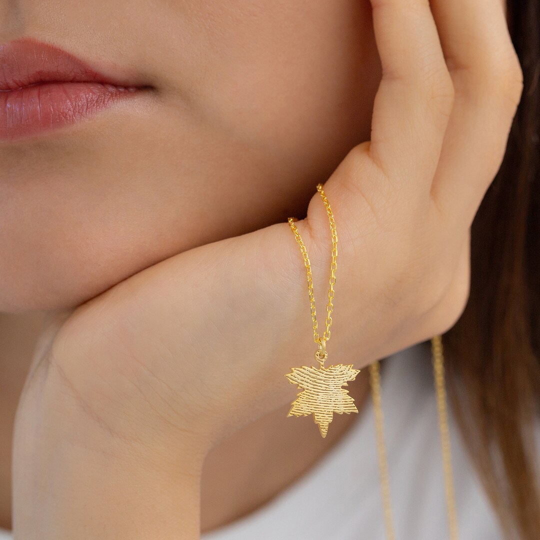 Leaf Fingerprint Necklace • Fingerprint Necklace • Actual Fingerprint ...