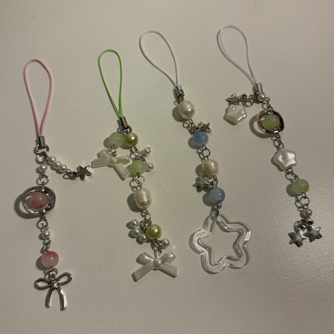 Beaded Phone Charms Freshwater Pearls, Phone Charms, Keychains, Bag ...