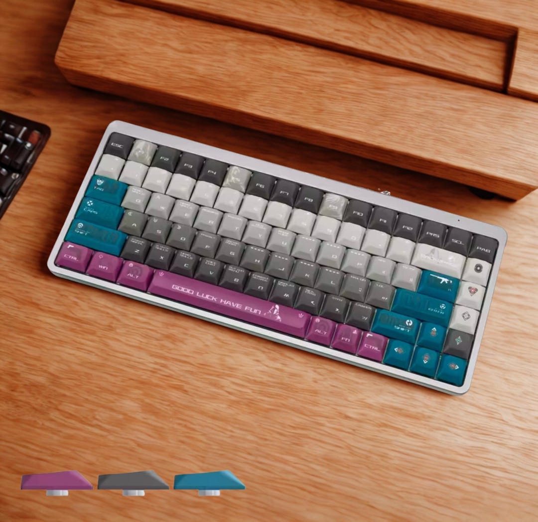 Low Profile Keycaps Set PBT WASD Keycaps Retro Valorant Keycaps Custom Low Profile Keycap Set ...