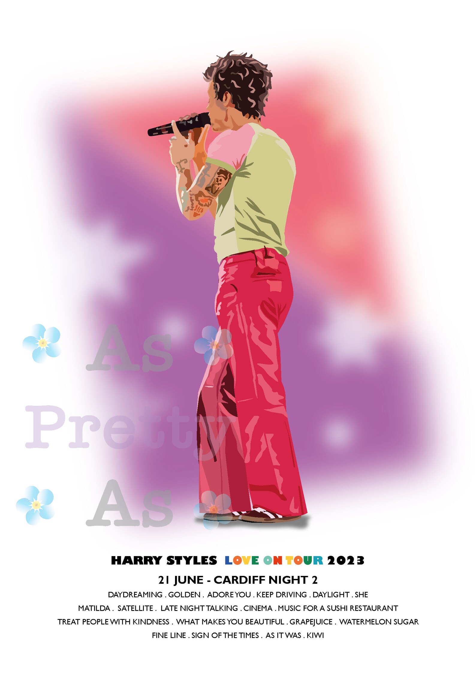 Harry Styles Cardiff Night 2 A5 Print (HSLOT) Love on Tour 2023 - Etsy UK
