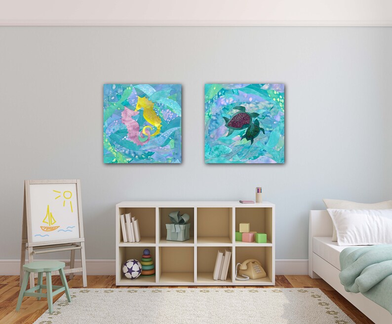 Turtle Love Paper Collage Print and Canvas Print Sea Turtle - Etsy