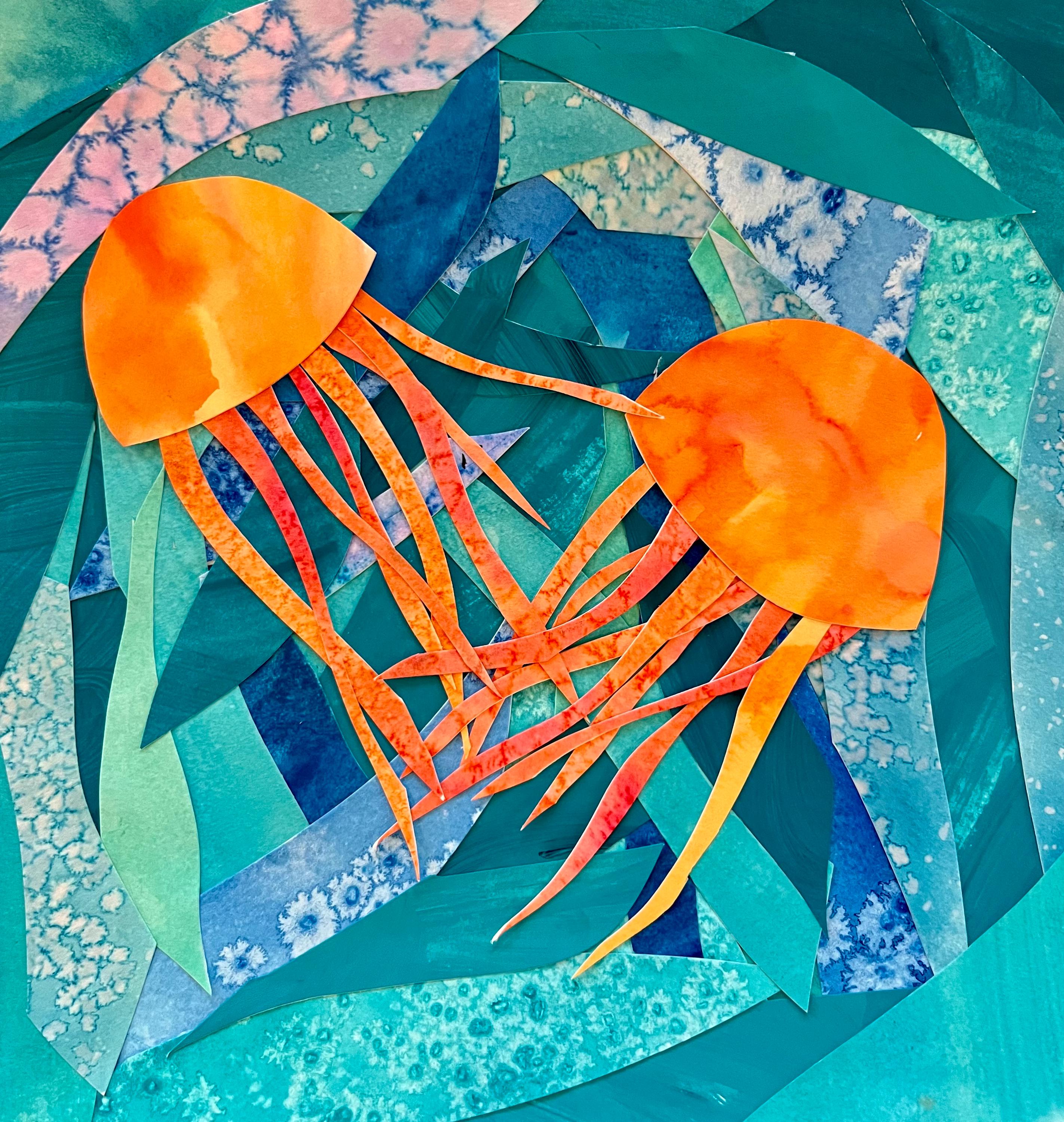 Jellyfish Paper Collage Print and Canvas Print, Jellyfish Kids Room - Etsy
