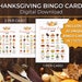 Thanksgiving Printable Bingo Game, Thanksgiving Family Game, 32 Bingo ...