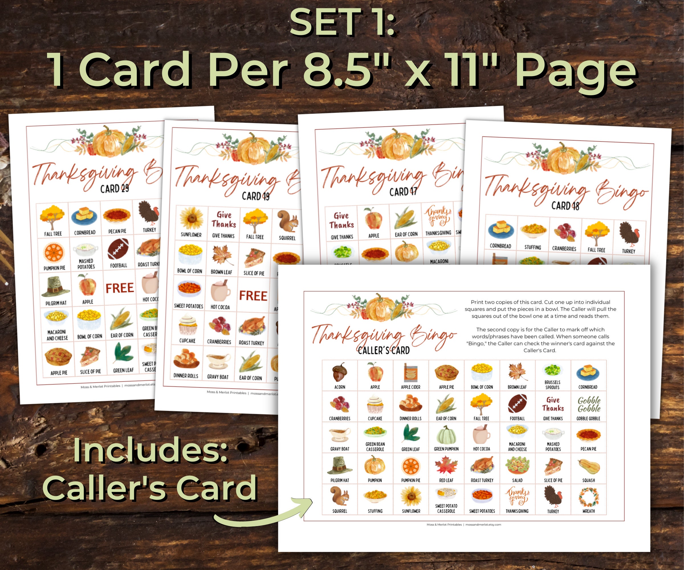 Thanksgiving Printable Bingo Game, Thanksgiving Family Game, 32 Bingo ...